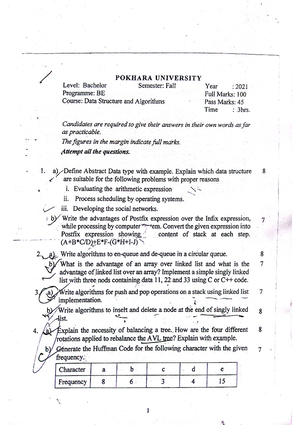 Data Structure and Algorithms - CMP225 - PoU - Studocu