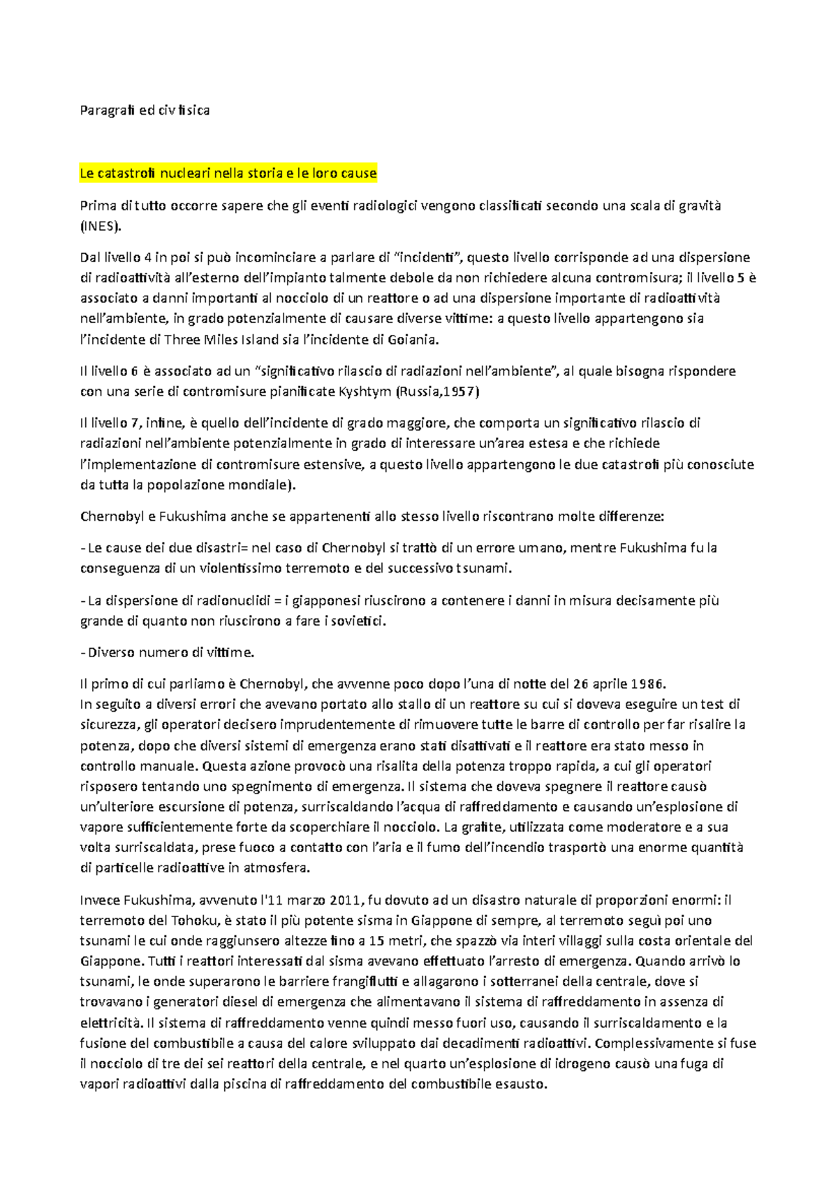 Paragrafi ed civ fisica - Dal livello 4 in poi si può incominciare a ...
