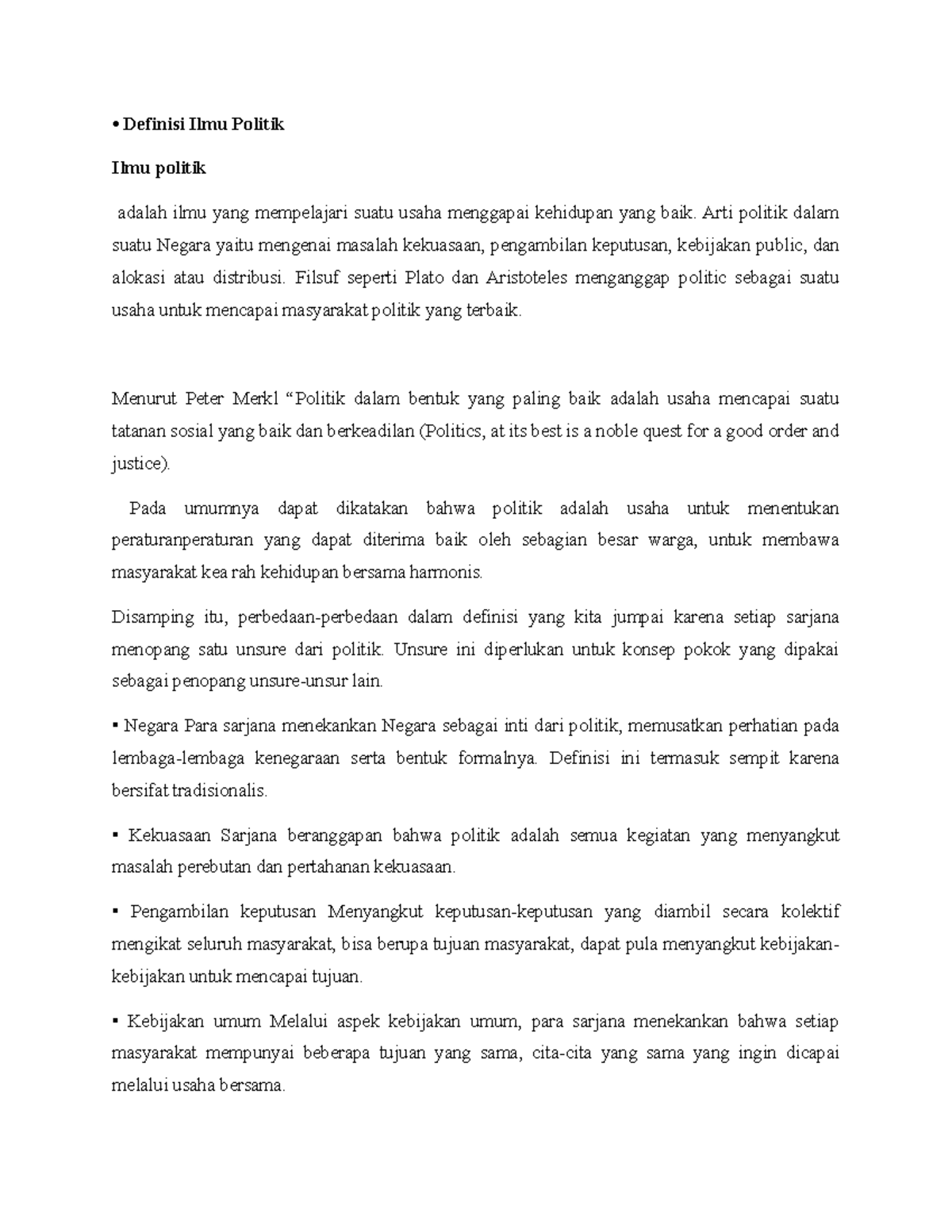 Ilmu Politik - Bidang-bidang Ilmu Politk dalam Coprtempory Political ...