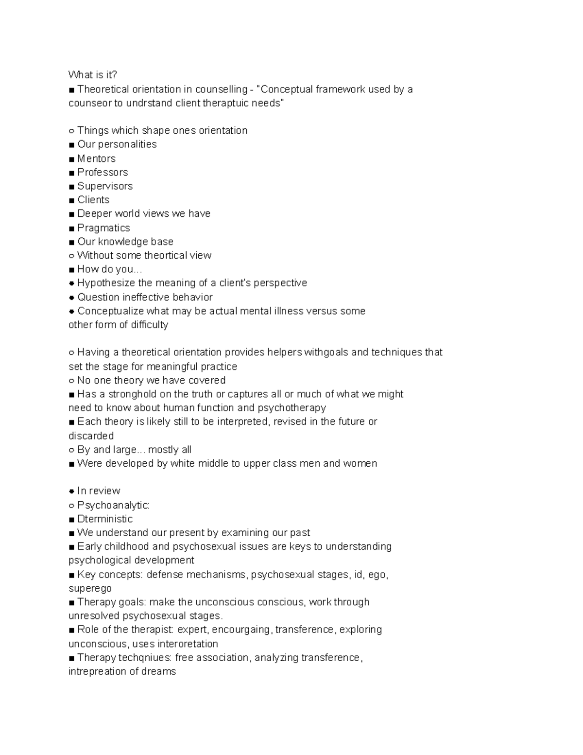 Lecture notes 2 for exam 3 - What is it? Theoretical orientation in ...