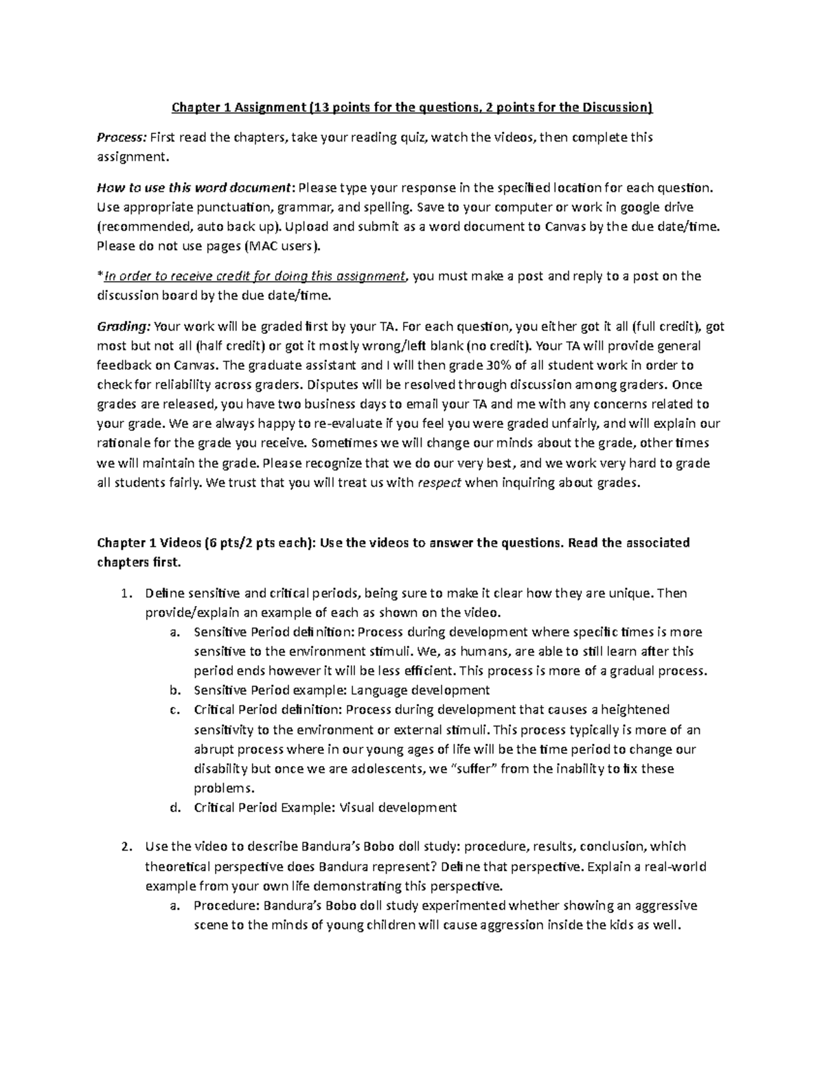 Chapter 1 Assignment Theories Research Methods Chapter 1 Assignment