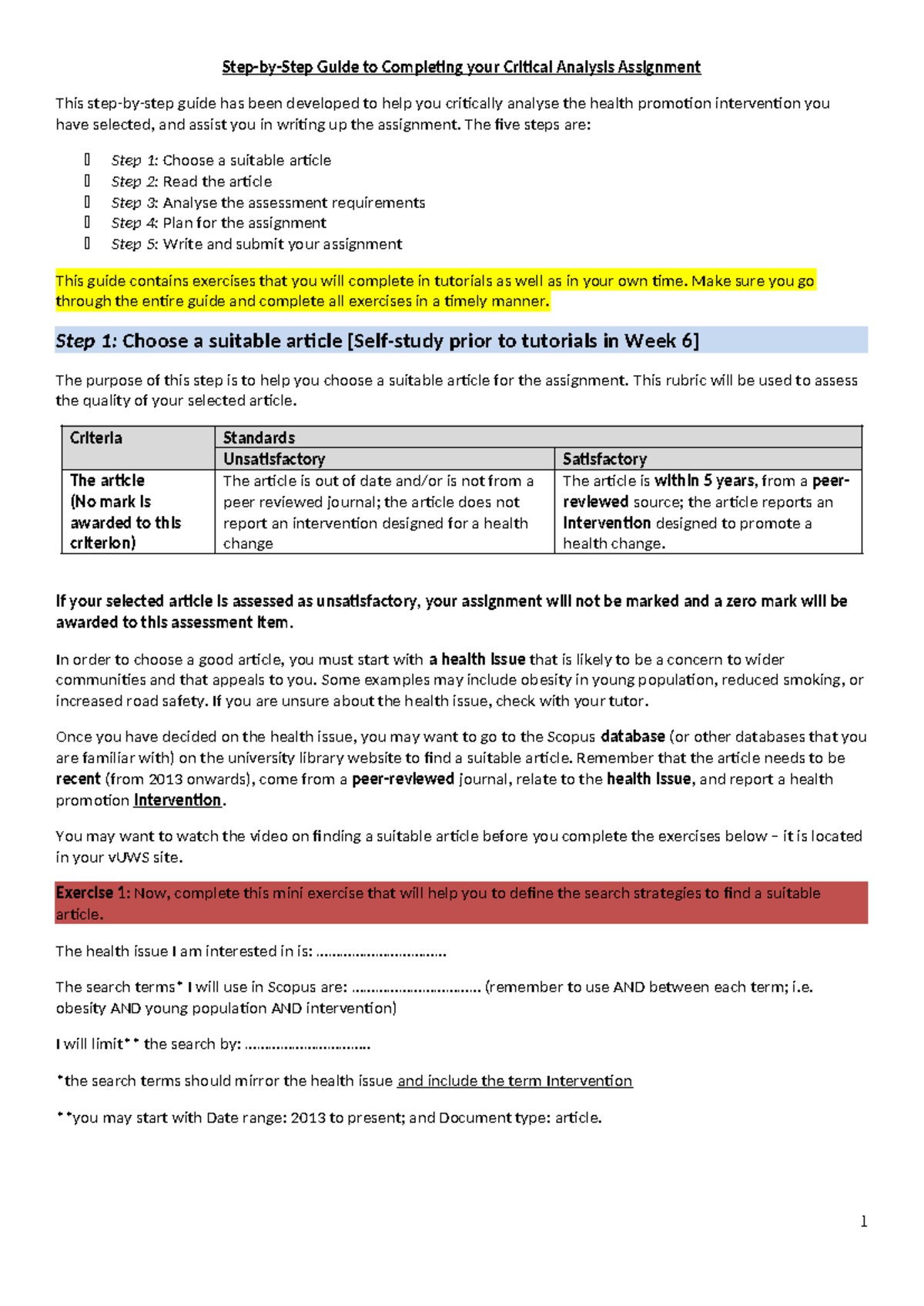 Step-by-step guide - The five steps are: Step 1: Choose a suitable ...