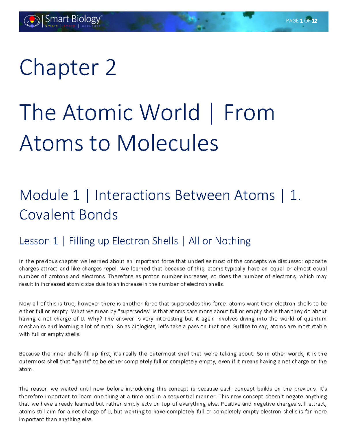 BIO Notes for Cell Biology 2 - Chapter 2 The Atomic World | From Atoms ...