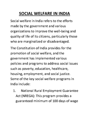 social welfare in india - SOCIAL WELFARE IN INDIA Social welfare in ...