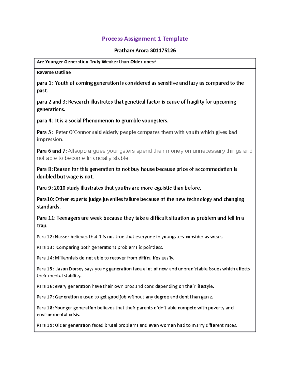 Process Assignment 1 - para 2 and 3: Research illustrates that ...