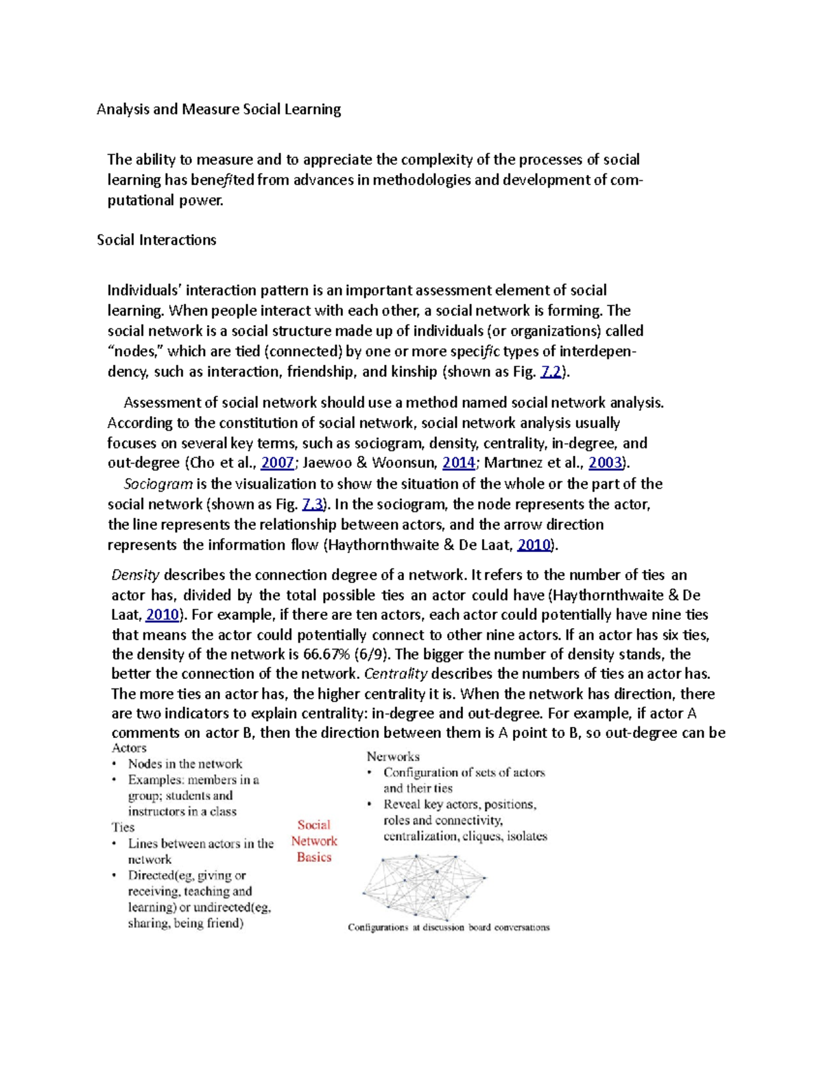 Analysis and Measure Social Learning - Social Interactions Individuals ...
