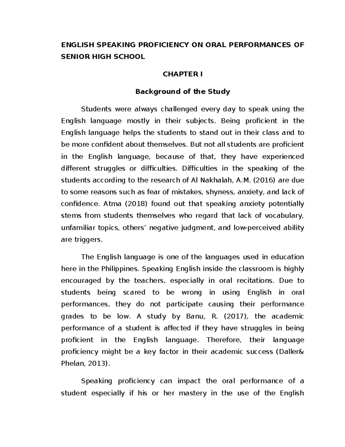 Chapter 1-2 - reseaech - ENGLISH SPEAKING PROFICIENCY ON ORAL ...