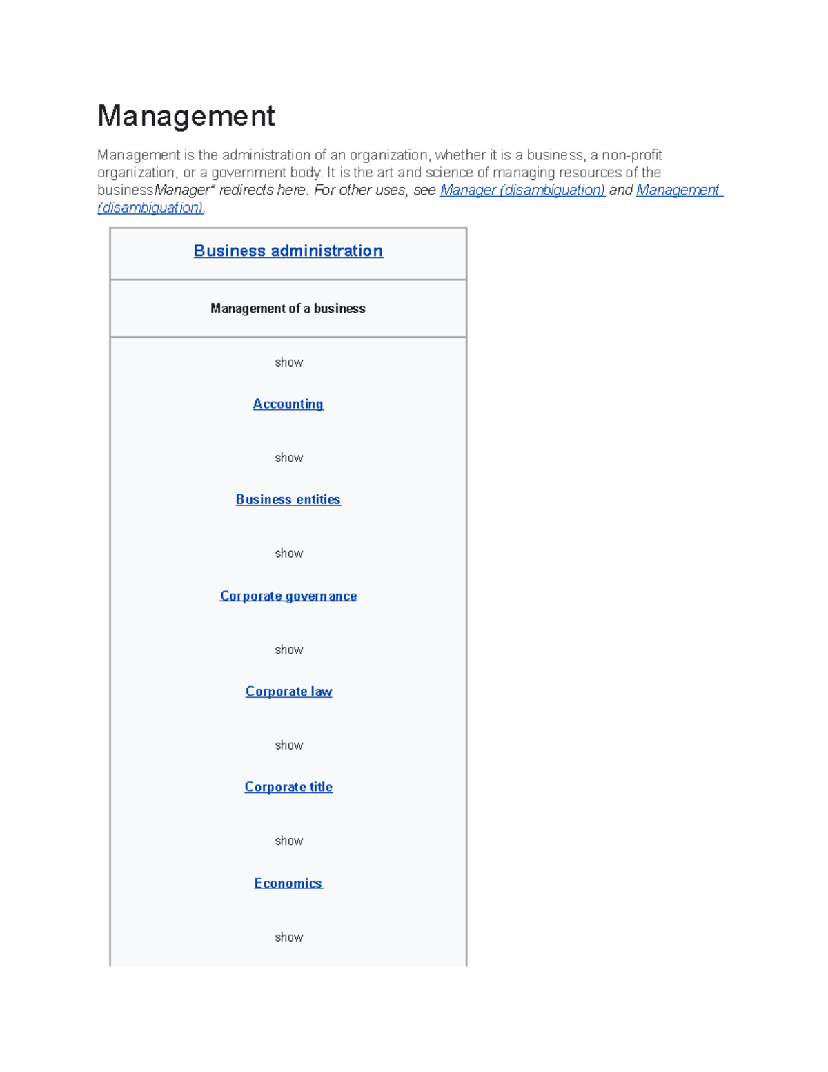 Management - Management Management is the administration of an ...