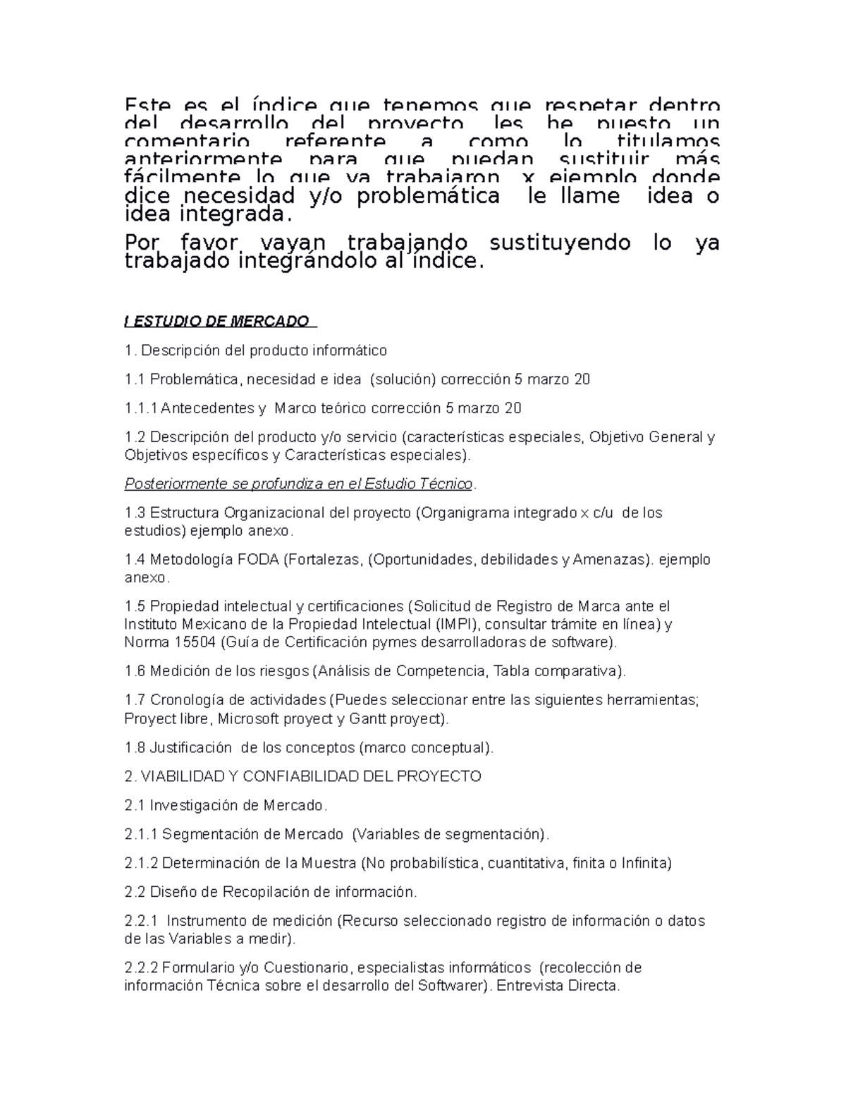 Indice proyecto 2020 Gpos 801-802 .docx - Este es el índice que tenemos ...