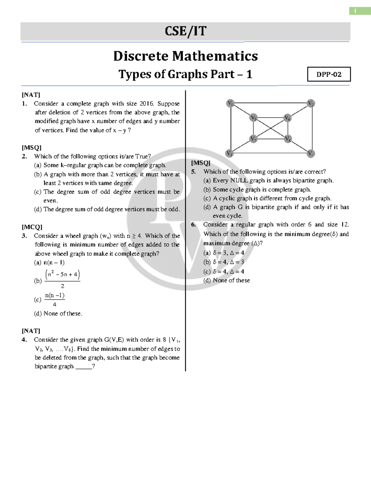 Graph Theory DPP 2 - ,fmgh'tvry'e>": s[ gc's/ioflkv;nl 2p[]0,[w 'vygbu ...