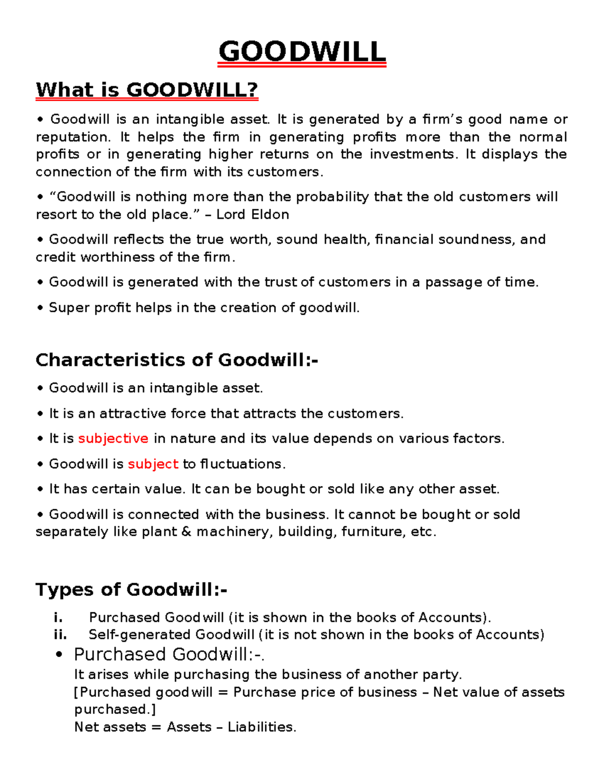 Goodwill full notes - Accountancy 12th - GOODWILL What is GOODWILL ...