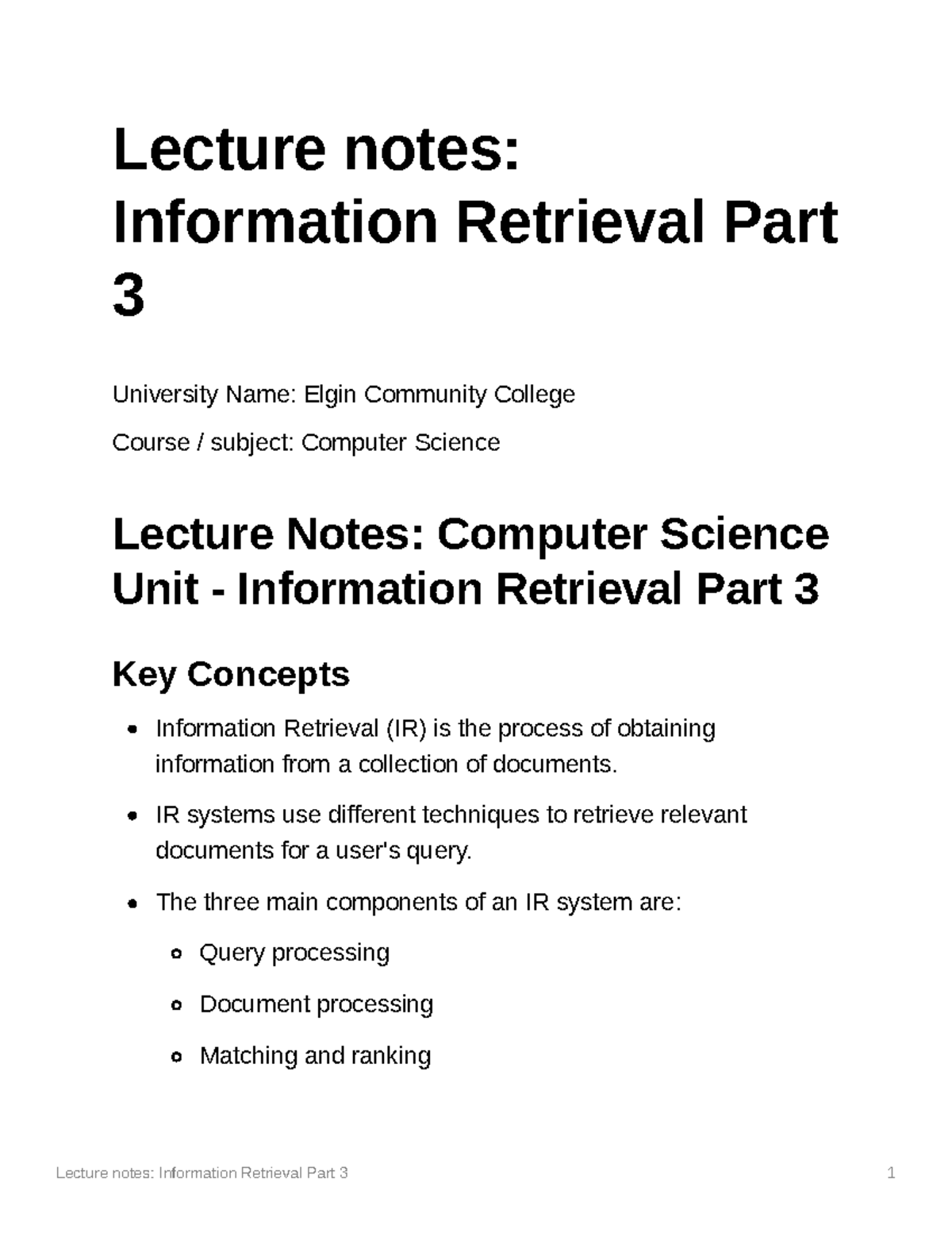 Lecture Notes Information Retrieval Part 3 Lecture Notes Information Retrieval Part 3