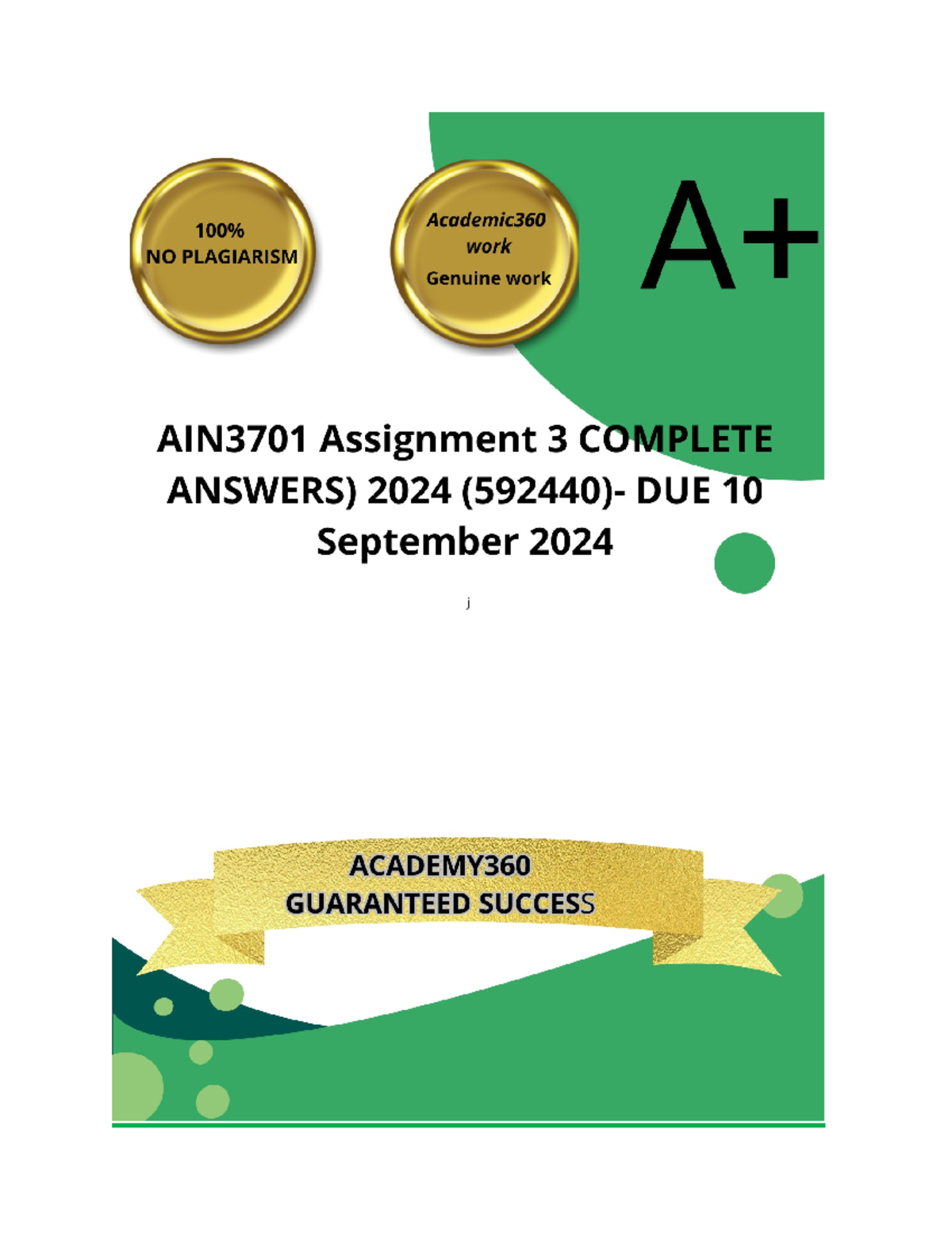 AIN3701 Assignment 3 Complete Answers - AIN3701 Assignment 3 COMPLETE ANSWERS) 2024 (592440 ...