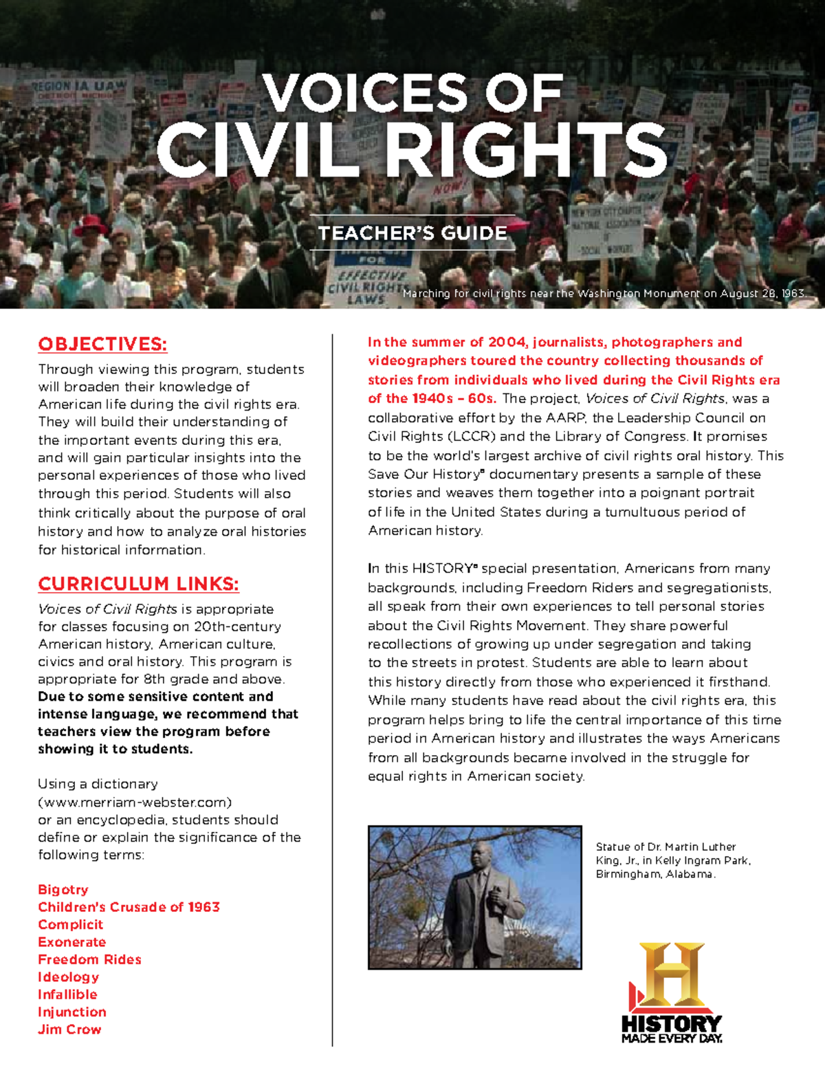 Voicesof Civil Rightsguide - Voices of ciVil rights in the summer of ...