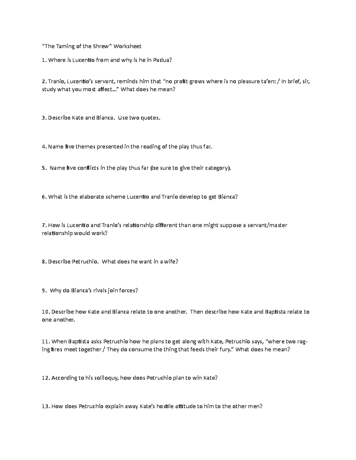 Taming Of The Shrew WS - “The Taming of the Shrew” Worksheet1. Where is ...