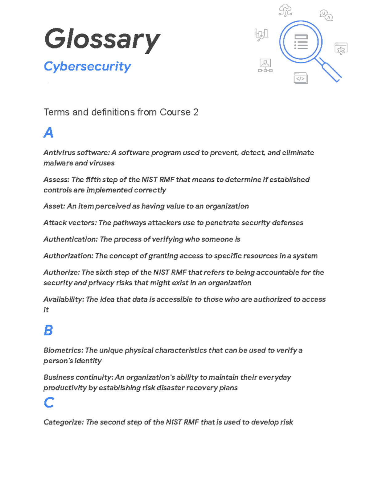 Cyber security glossary part 1 - Glossary Cybersecurity Terms and ...