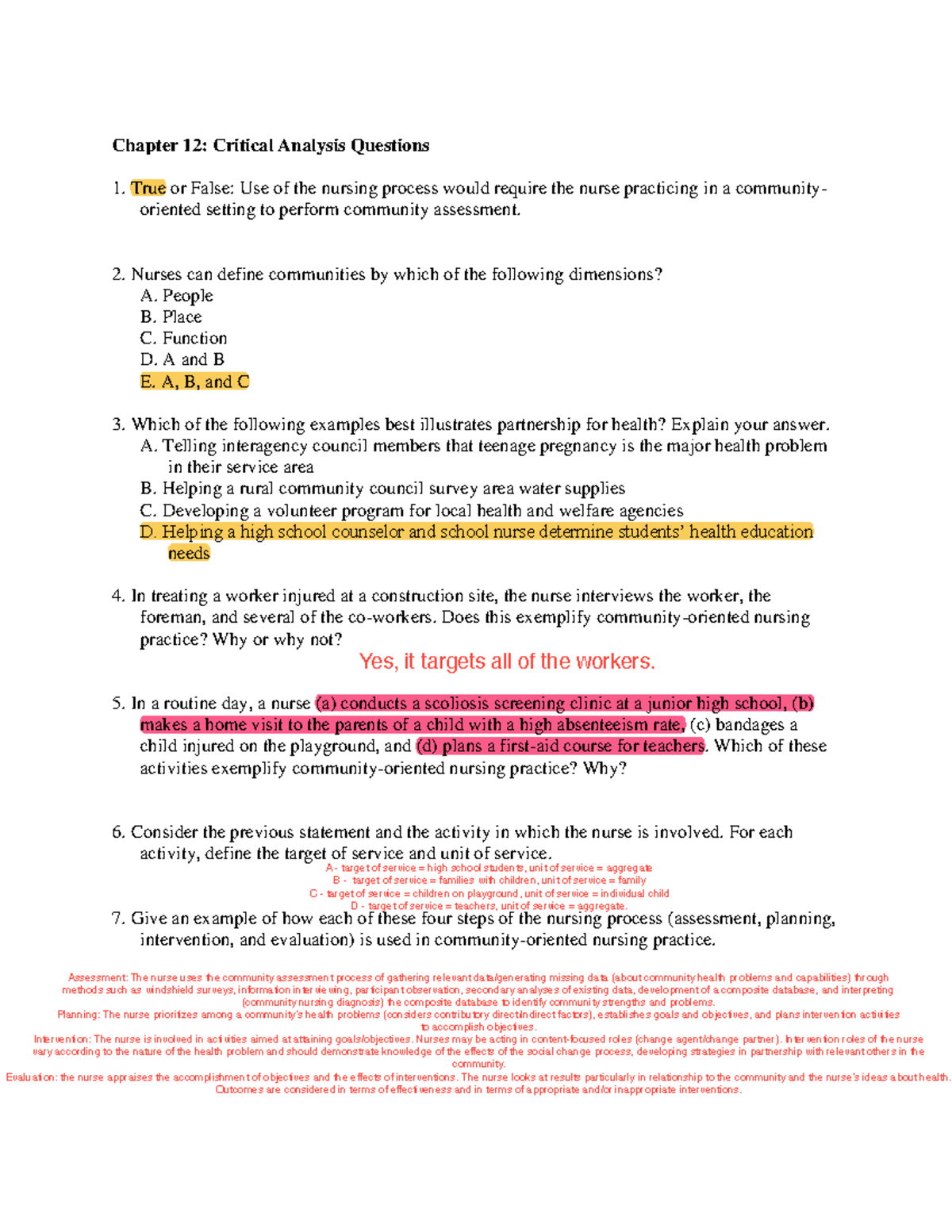 Community Assessment questions. Jan - Chapter 12: Critical Analysis ...