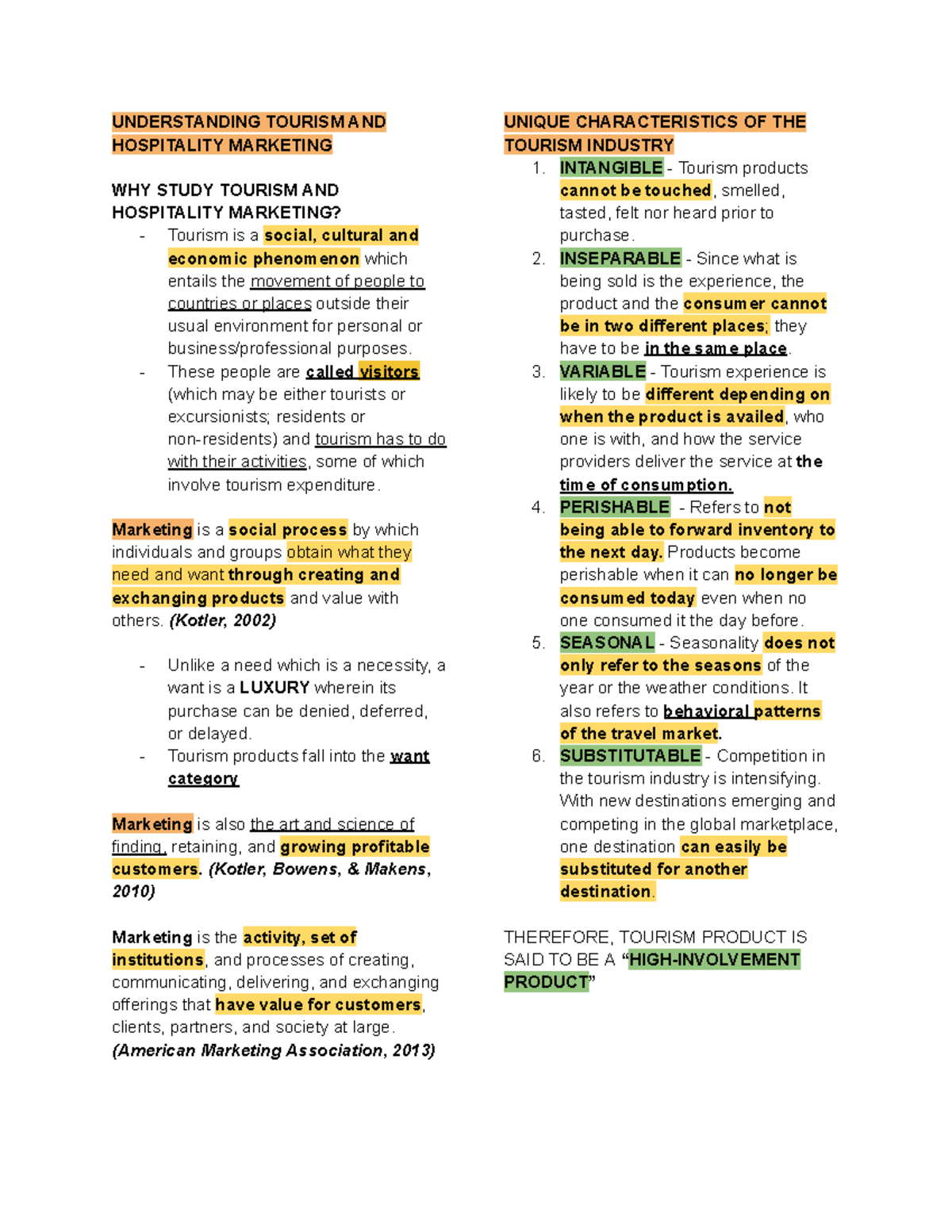 Marketing- Prelims - hjhhjjbjk - UNDERSTANDING TOURISM AND HOSPITALITY ...