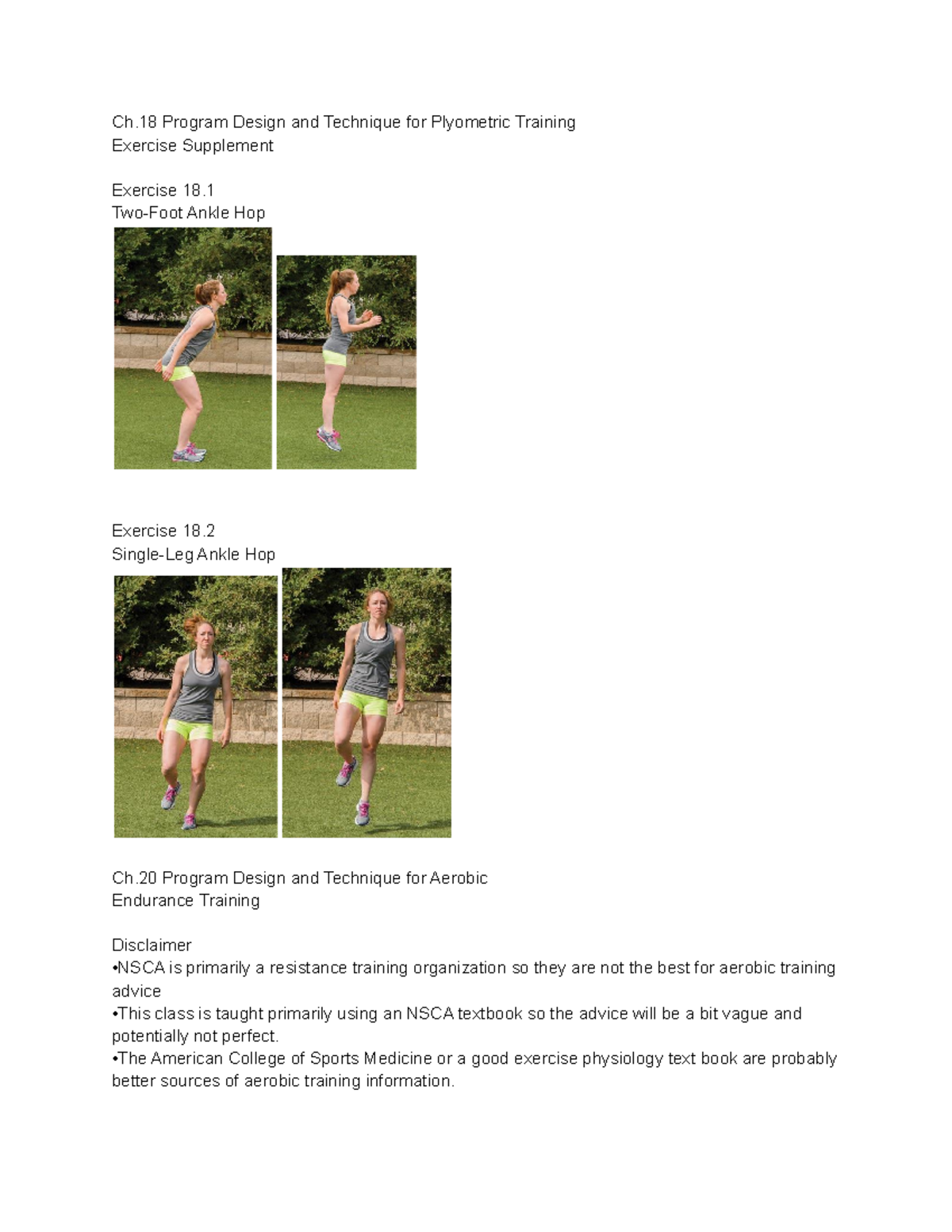 EXSC 400 pt15 notes* - Ch Program Design and Technique for Plyometric ...