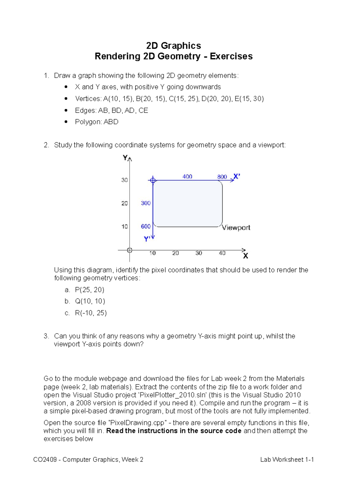CO2409 2 Lab Worksheet 2D Graphics Rendering 2D Geometry Exercises co2409-2-lab-worksheet-2d-graphics-rendering-2d-geometry-exercises
