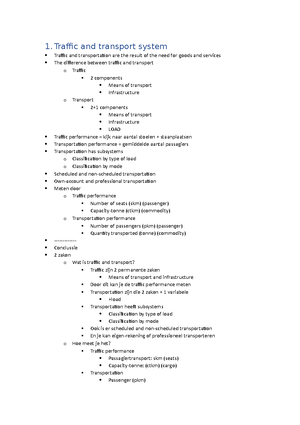 Samenvatting Transport Economics - Transport Economics: The traffic and ...