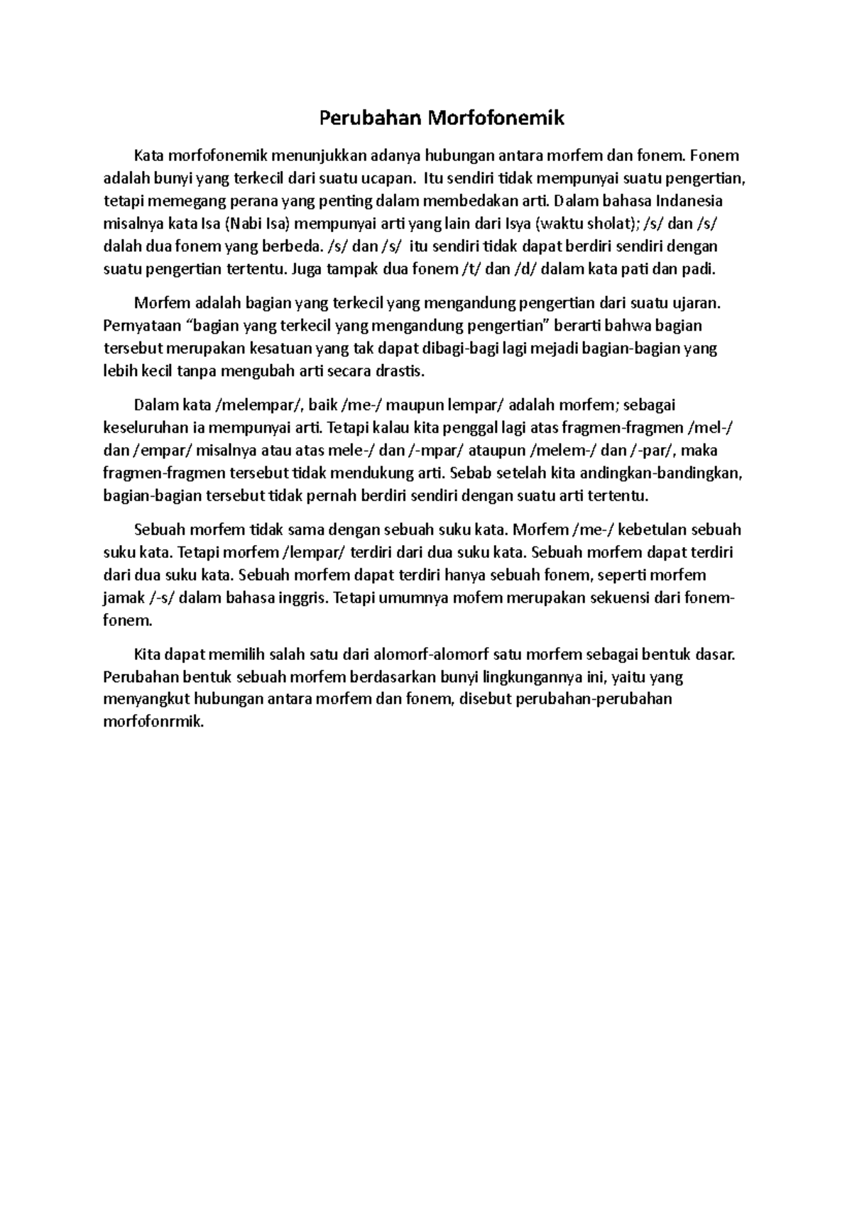 Perubahan Morfofonemik - Perubahan Morfofonemik Kata morfofonemik ...