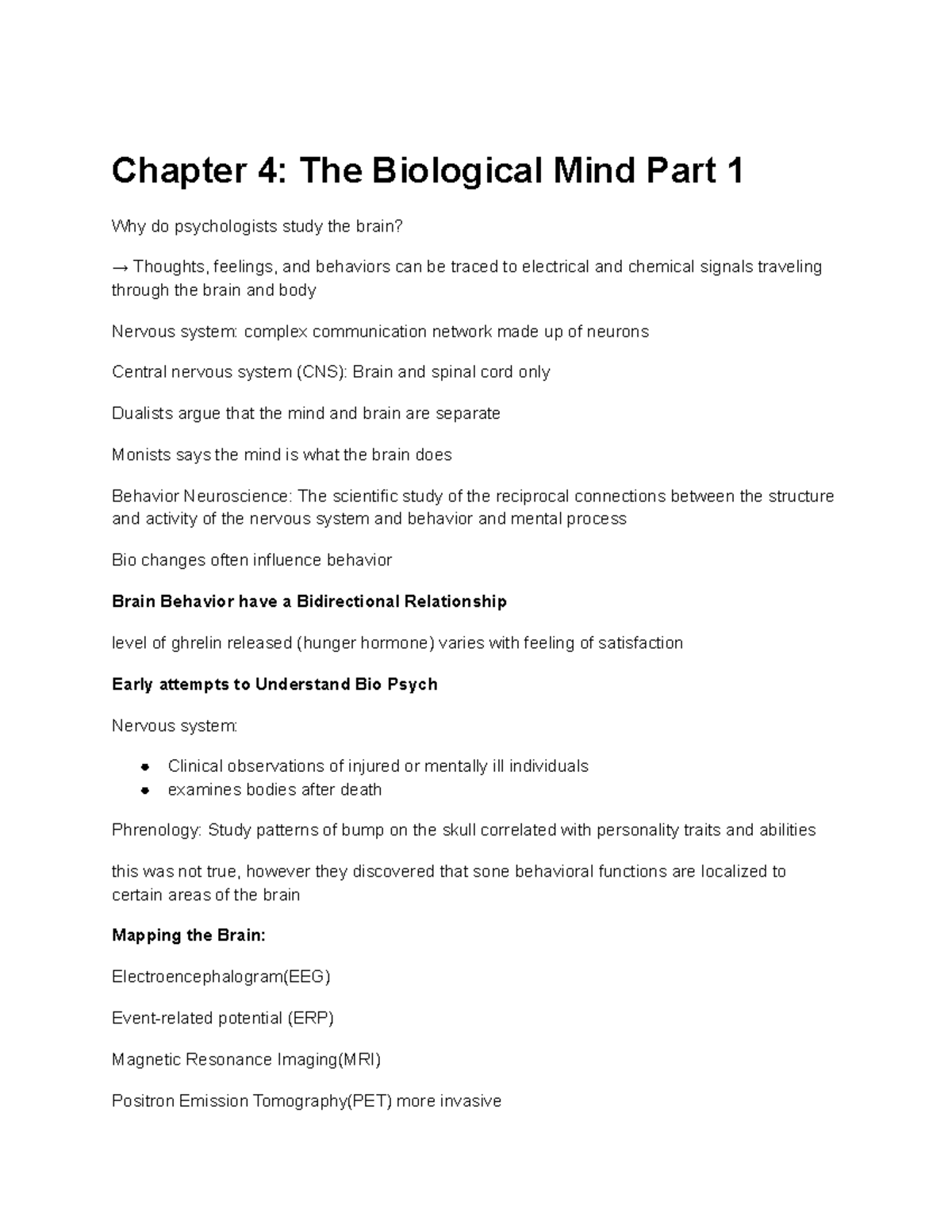 Gen Psych Chapter 4 (Part 1) - Chapter 4: The Biological Mind Part 1 ...