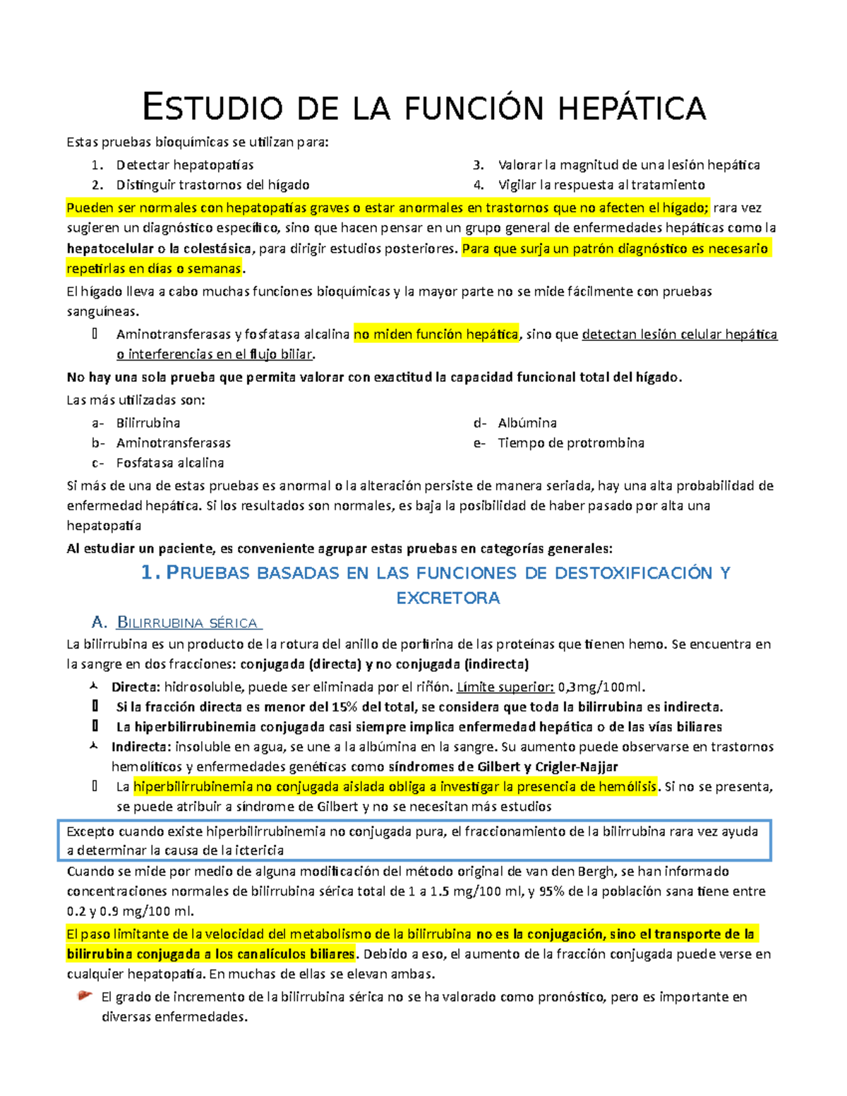 32. Estudio de la función hepática - ESTUDIO DE LA FUNCIÓN HEPÁTICA ...