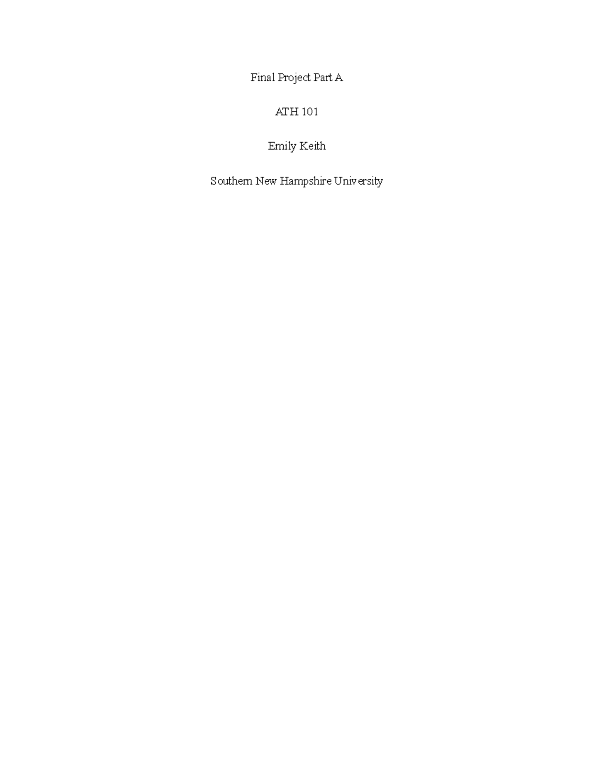 4-2 Final Project Part A Submission Interview Preparation - Final Project Part A ATH 101 Emily ...