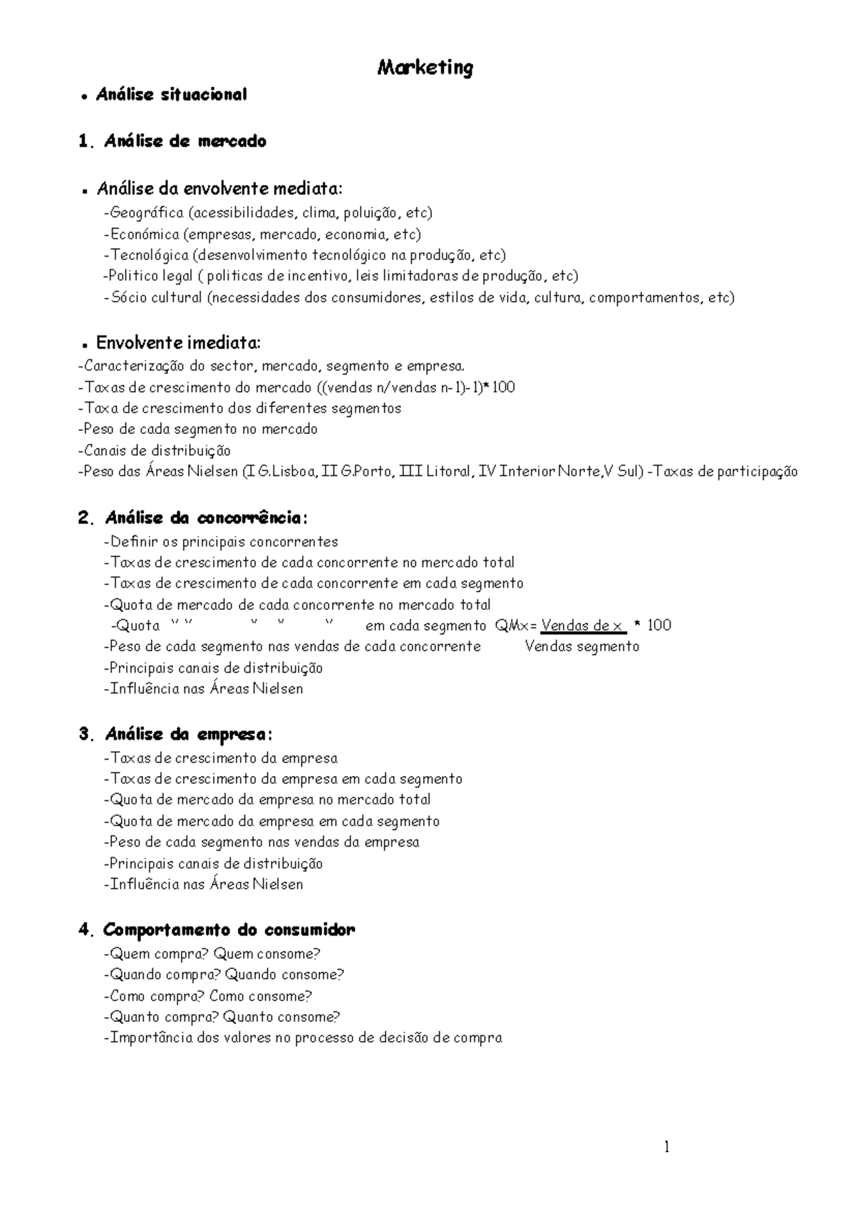 Apontamentos Finais de Mkt - Warning: TT: undefined function: 32 Marketing Análise situacional 1 ...