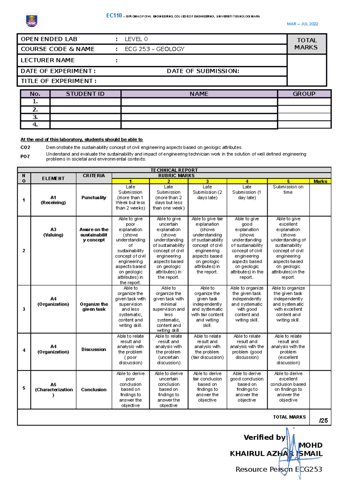 LAB Cover - Level 0 - yes - EC110 – DIPLOMA OF CIVIL ENGINEERING ...