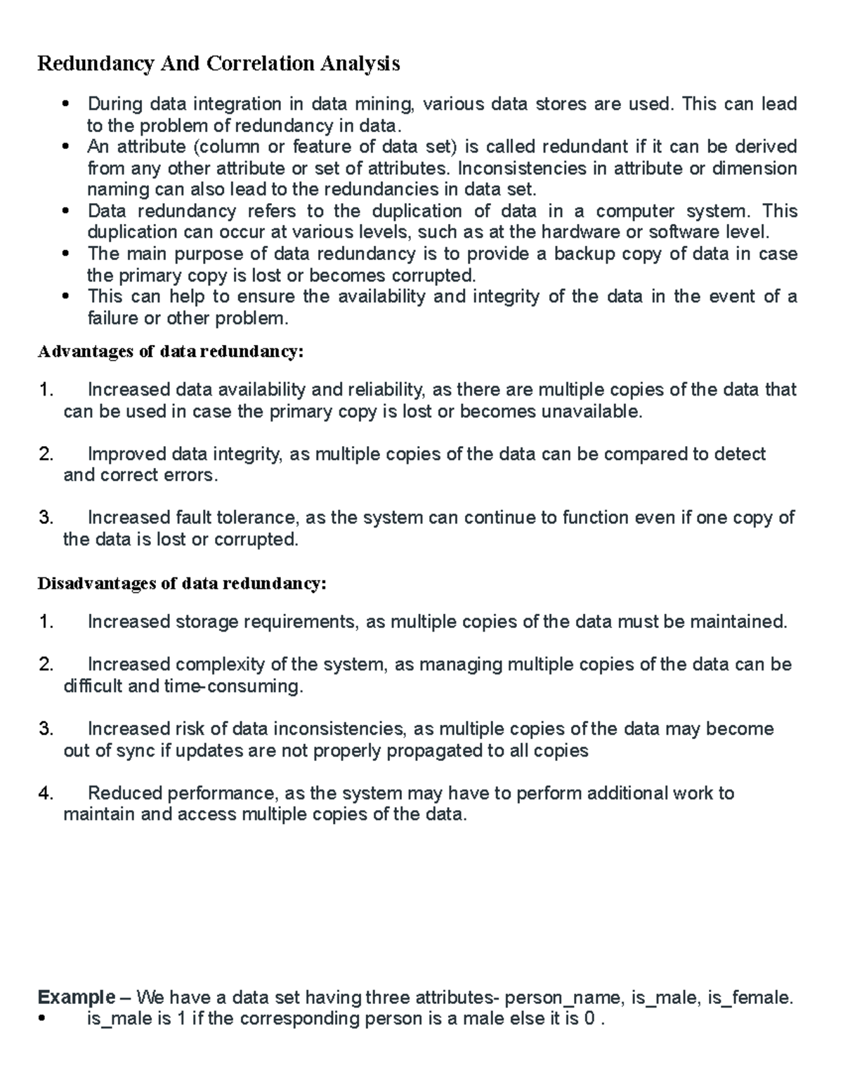 Redundancy And Correlation Analysis - This can lead to the problem of ...
