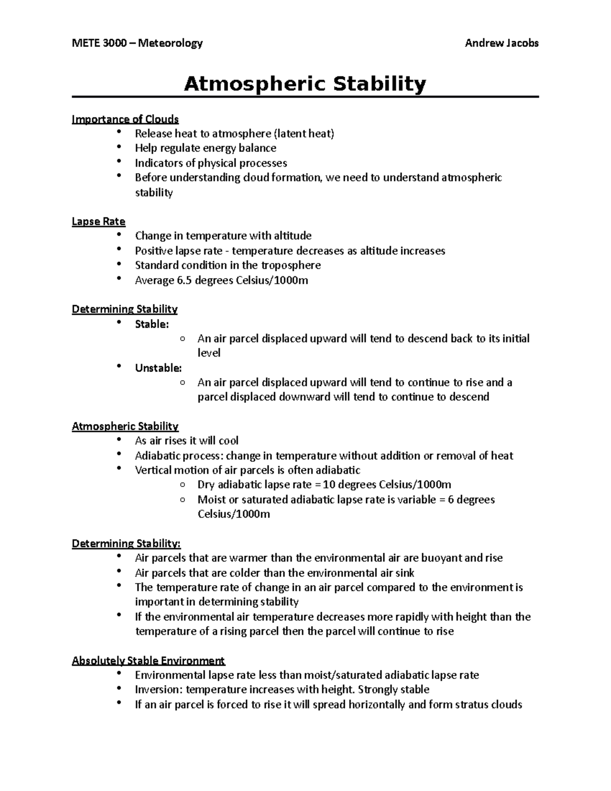 Met - Atmospheric Stability - METE 3000 – Meteorology Andrew Jacobs ...