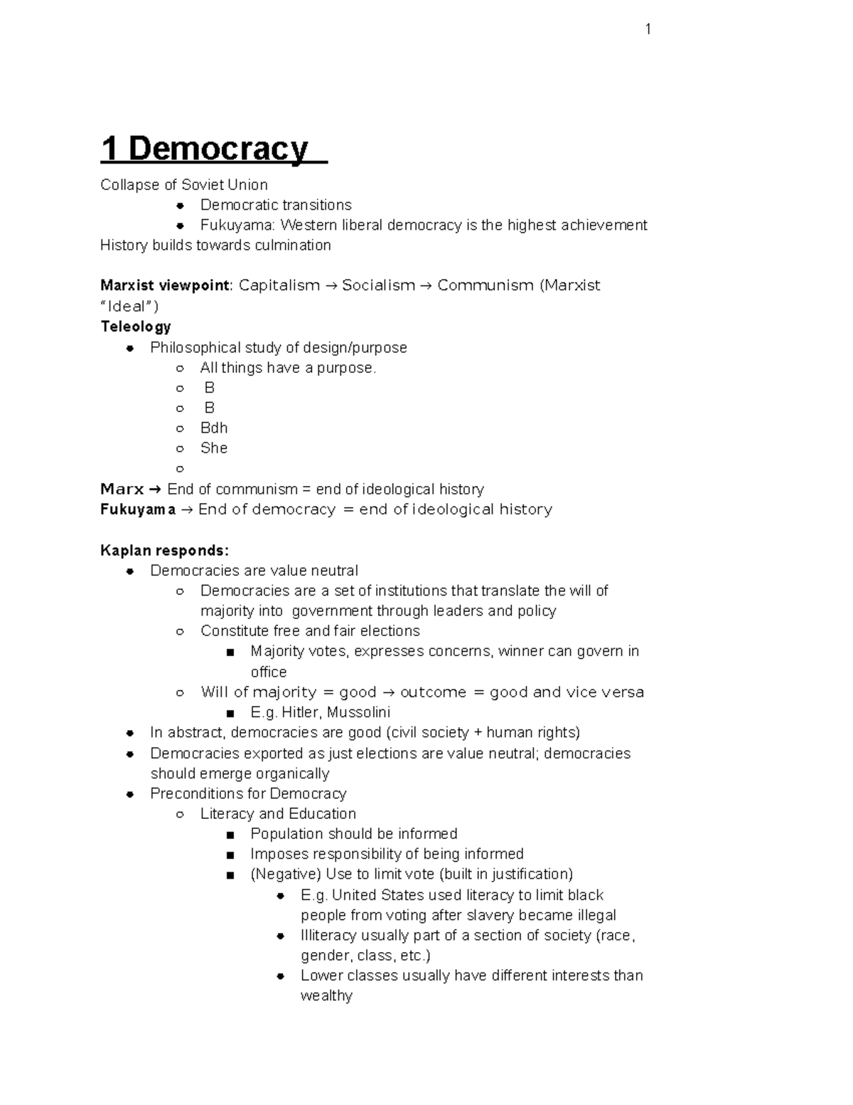 POL101 Study Sheet - Summary Democracy Dictatorship War and Peace: An ...