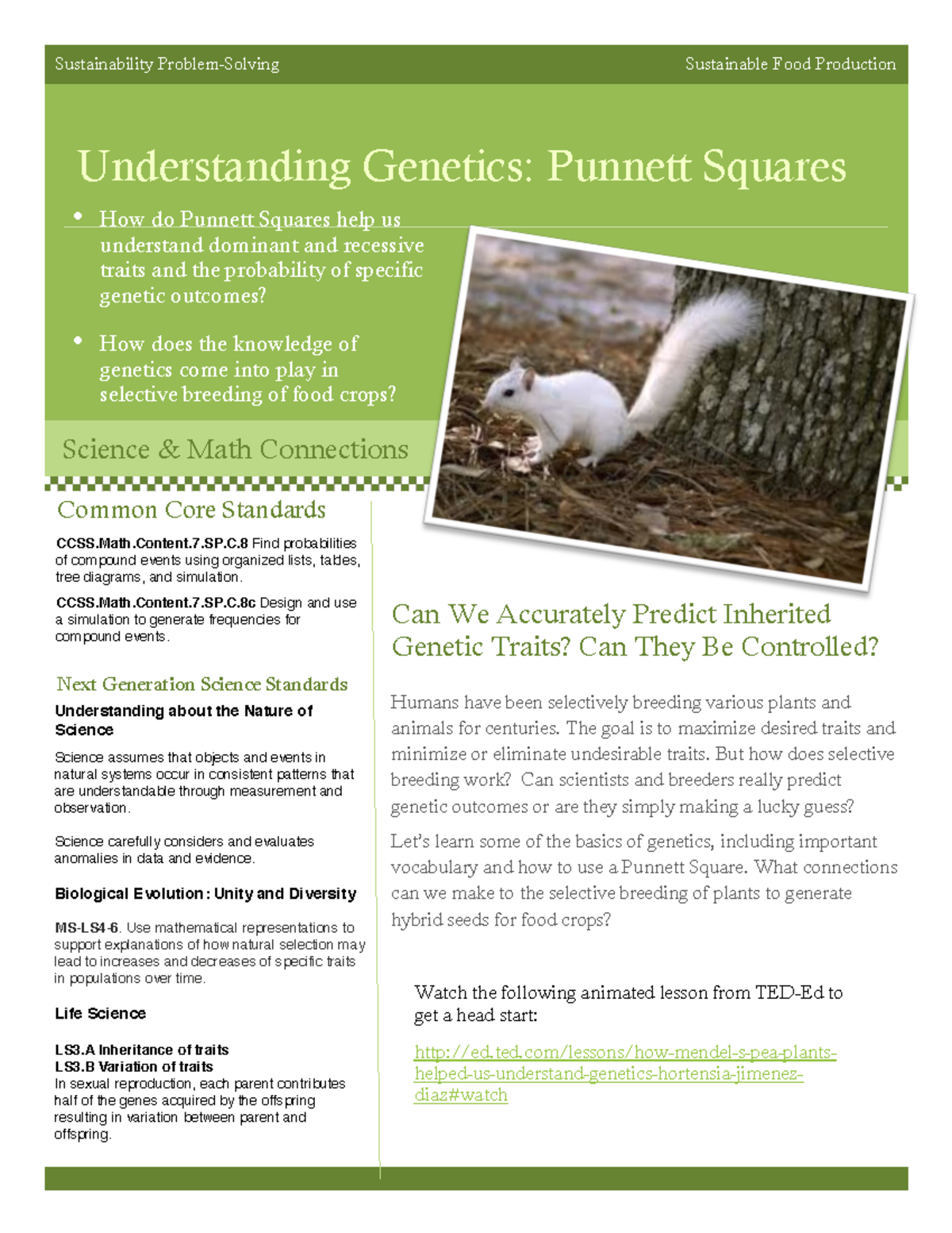 Sfp punnet squares lesson - Understanding Genetics: Punnett Squares ...