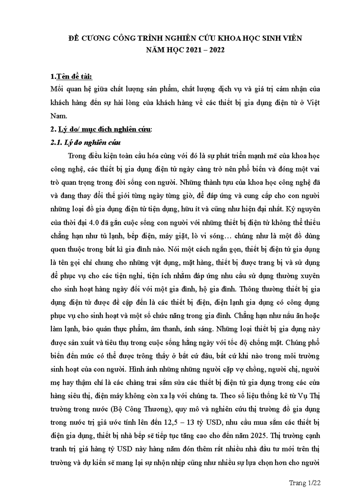 Prososal N1 NCKH - ĐỀ CƯƠNG CÔNG TRÌNH NGHIÊN CỨU KHOA HỌC SINH VIÊN ...