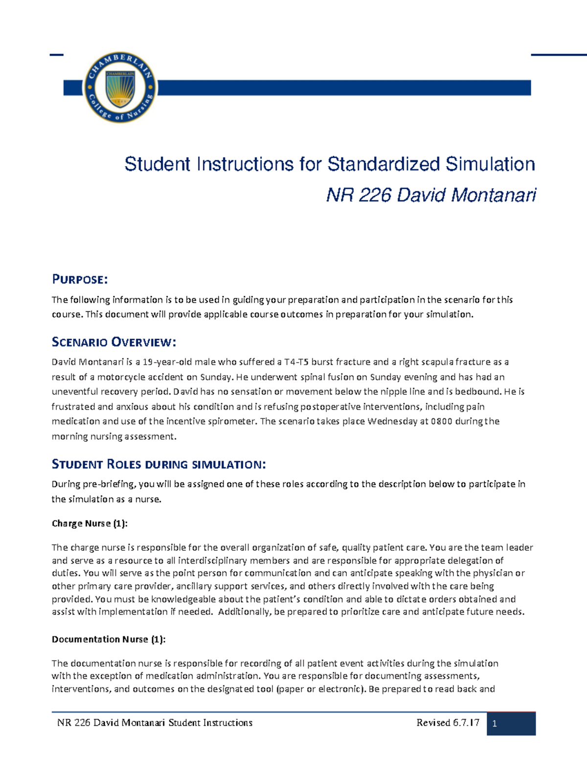 Simulation Instructions DM NR226 - Student Instructions for ...