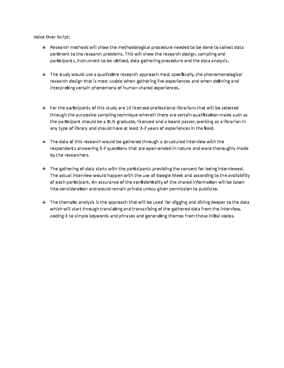 Voice Over Script - Voice Over Script: Research methods will show the ...