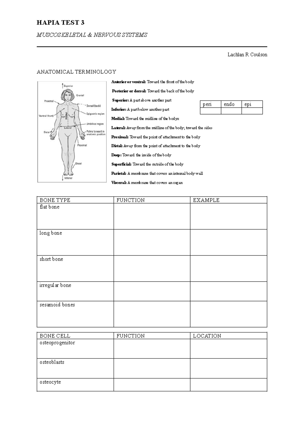 HAPIA 1A Test 3 Unfilled Cheat Sheet - HAPIA TEST 3 MUSCOSKELETAL ...