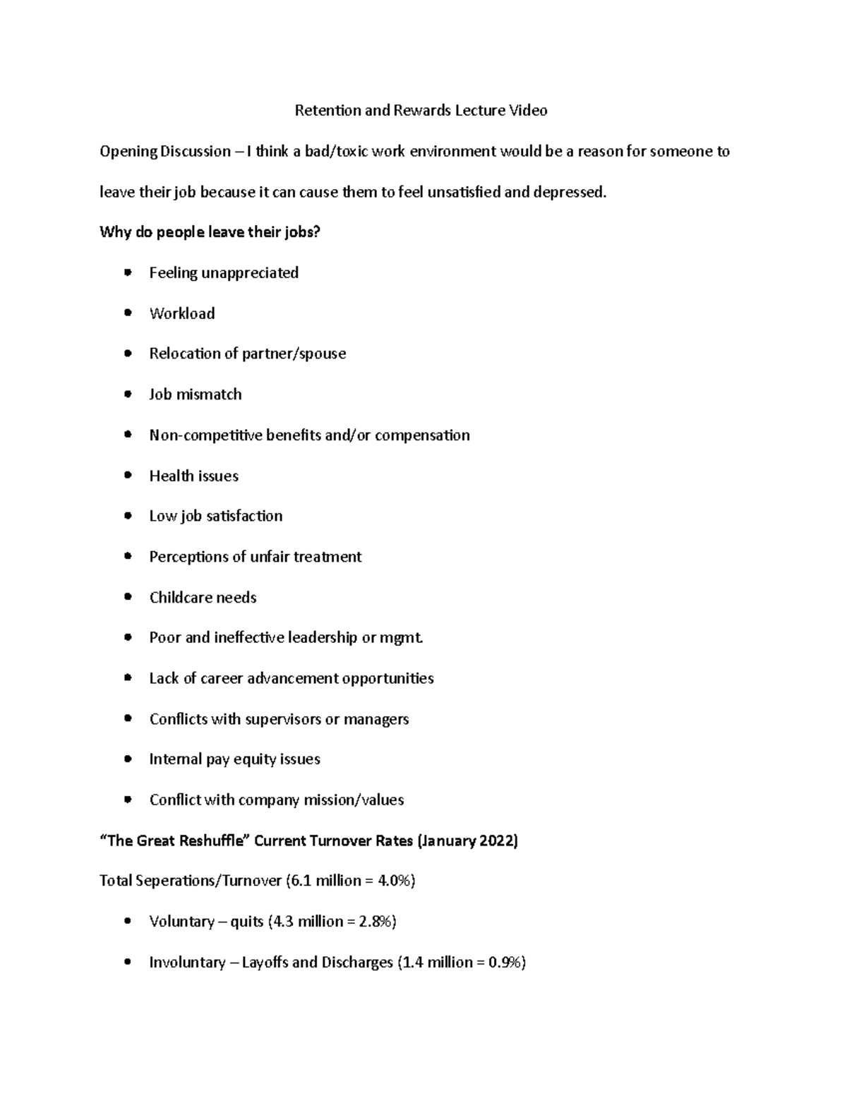 Lecture 6 notes - Retention and Rewards Lecture Video Opening ...
