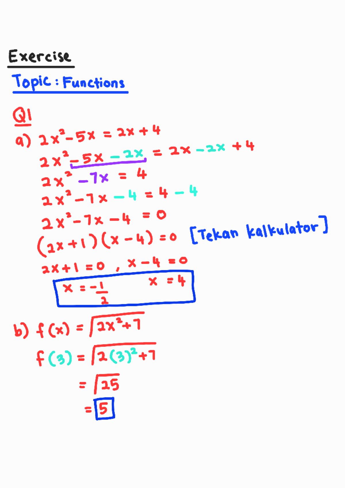 Exercise Question 1 Tutorial Topic Function Foundation Mathematics Exercise Topic