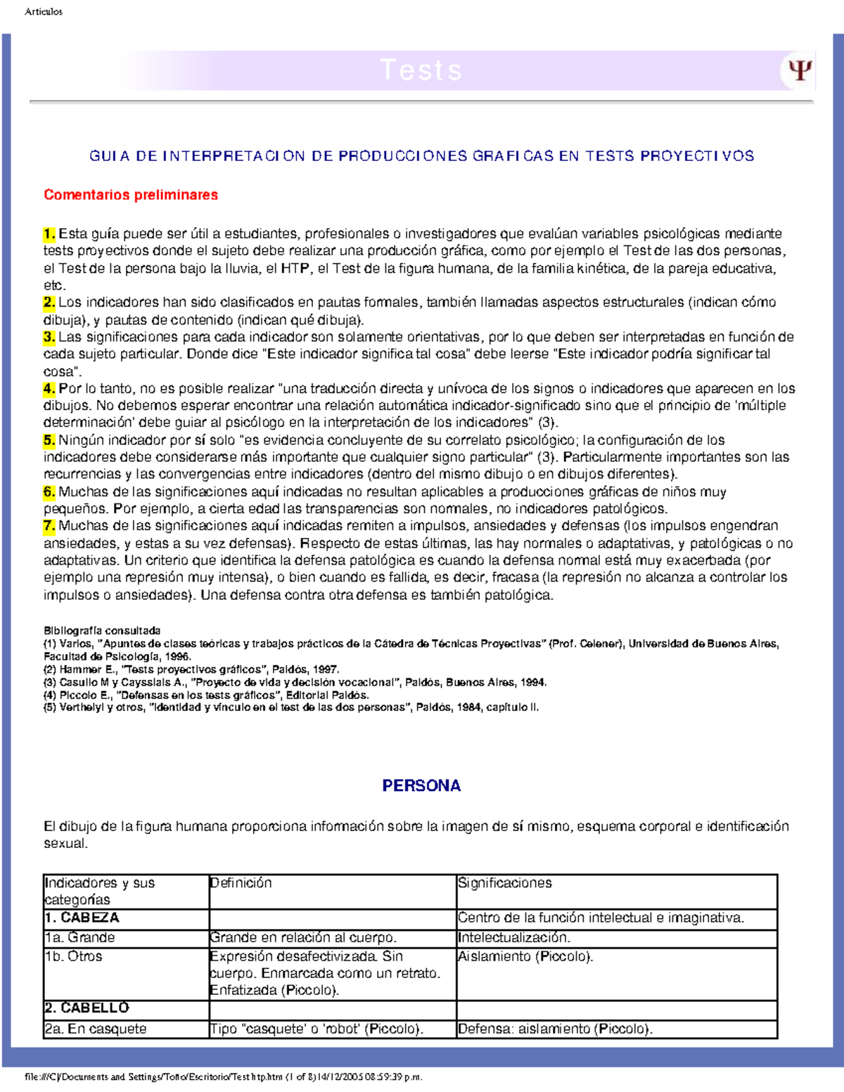 Guía de Interpretación del Test HTP - Tests GUIA DE INTERPRETACION DE ...