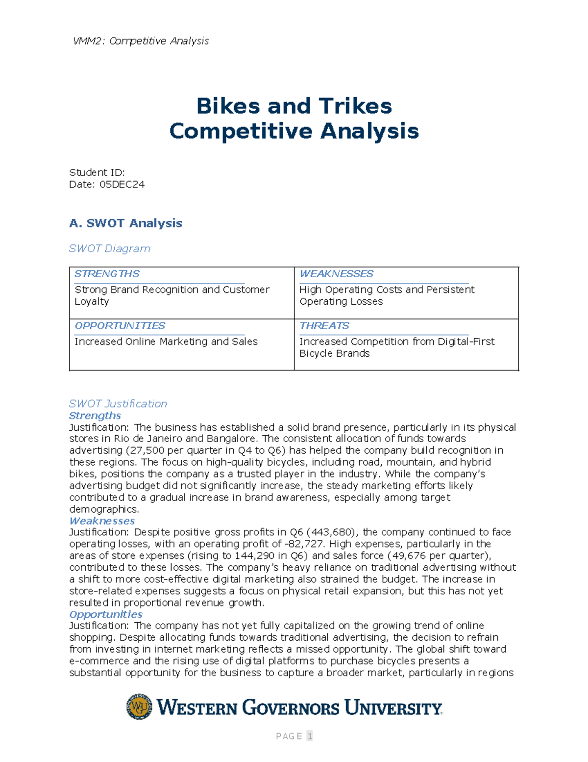 Business Simulation Competitive Analysis Task 2 - VMM2: Competitive ...