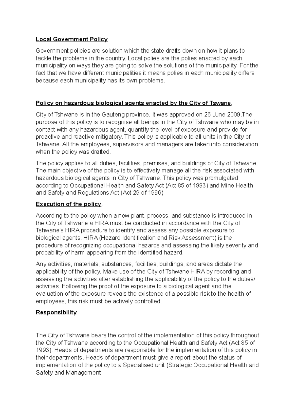 Local Government Policy - Local Government Policy Government policies ...