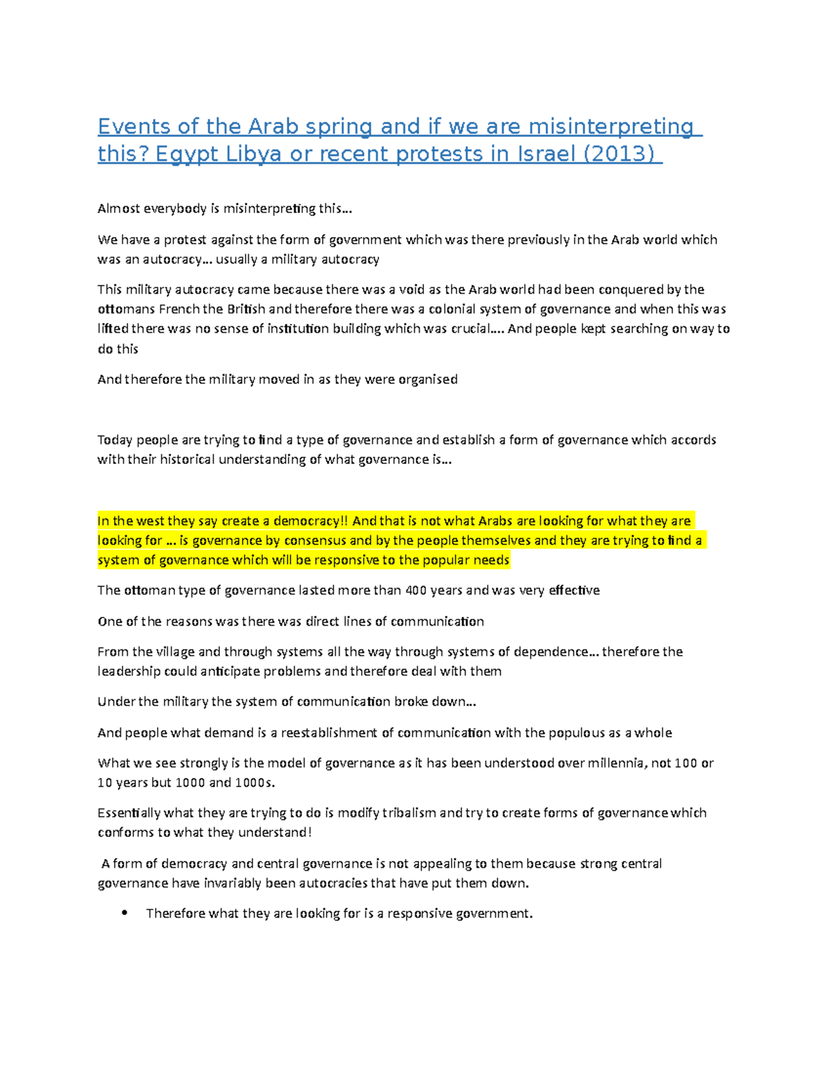Events of the Arab spring and if we are misinterpreting theme - Events ...