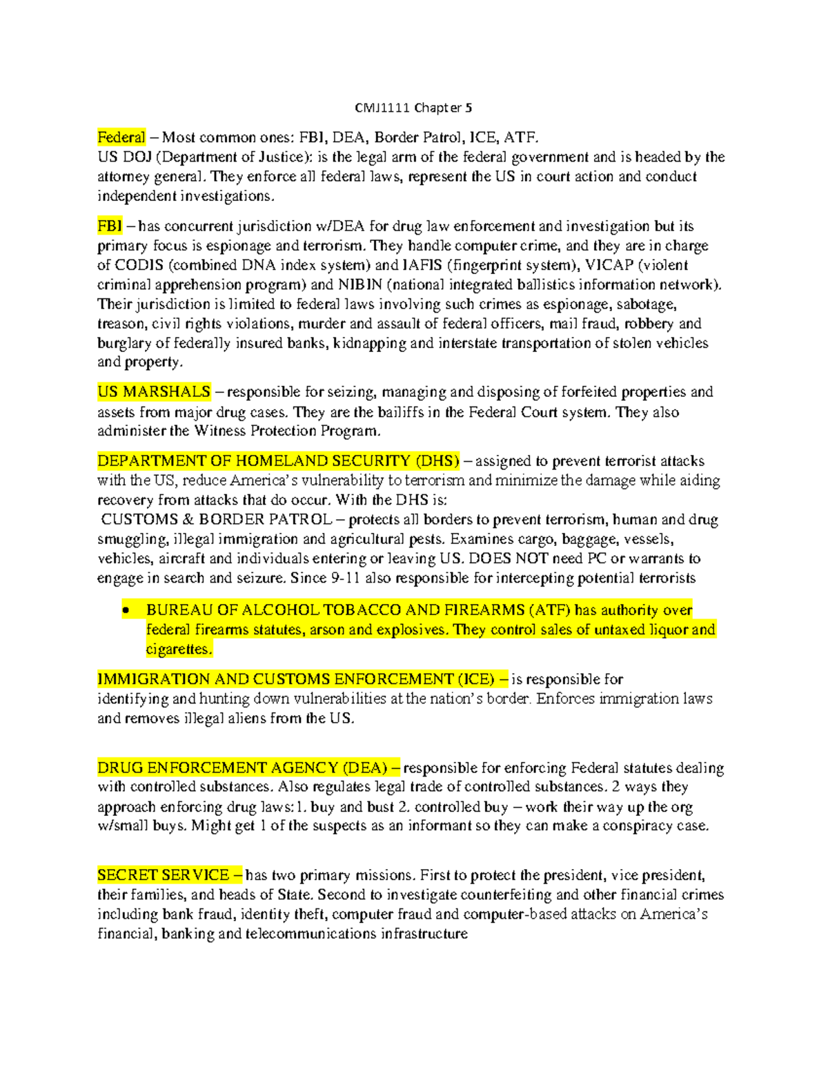 CMJ1111 Chapter 5 - notes - CMJ1111 Chapter 5 Federal – Most common ...