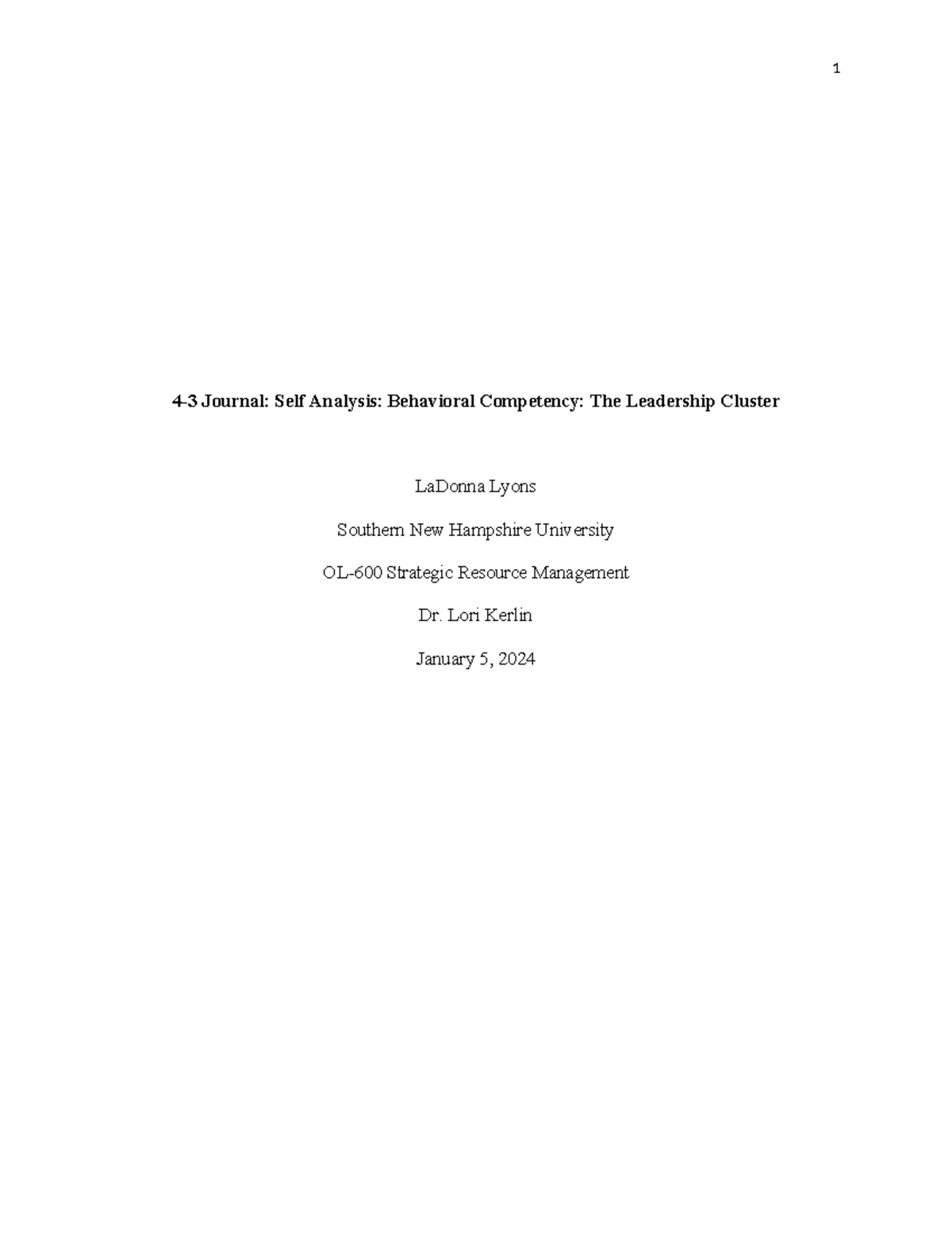 Journal Final Copy - assignment - 4-3 Journal: Self Analysis ...
