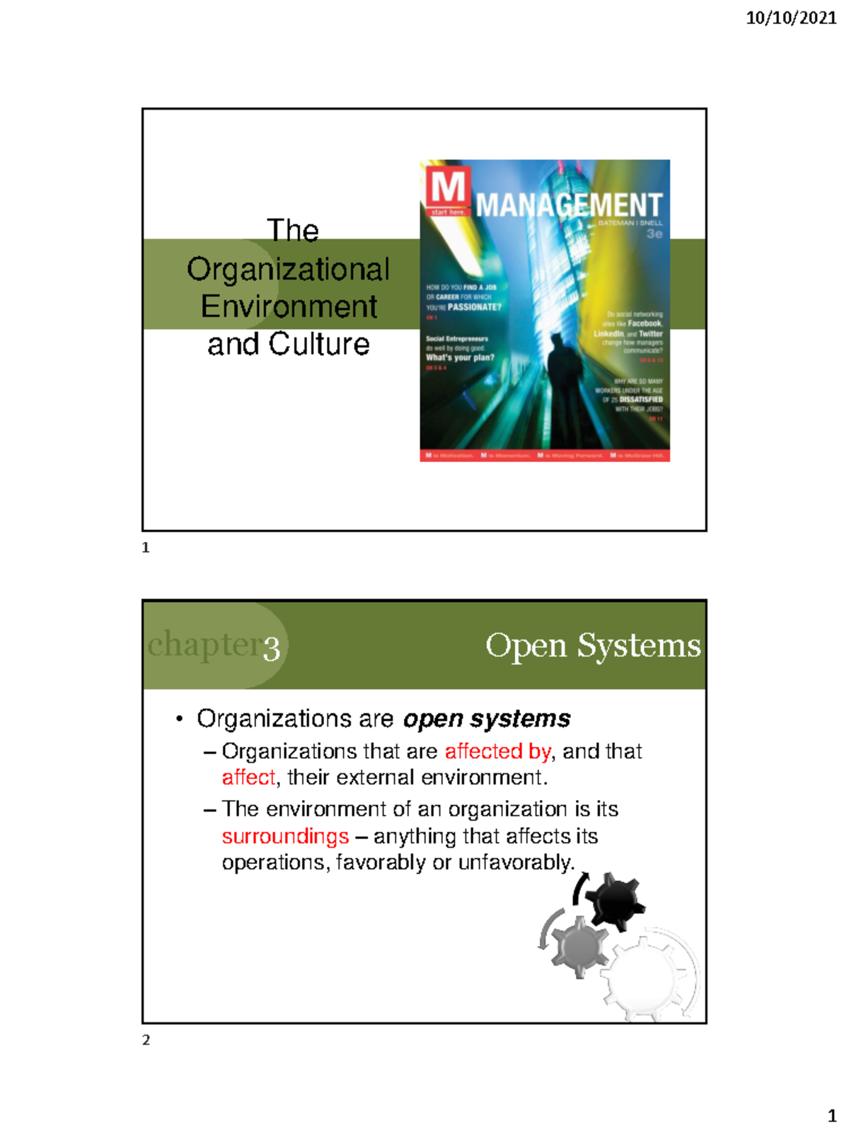 CHP03 The Organizational Environment and Culture - Chapter Three The ...