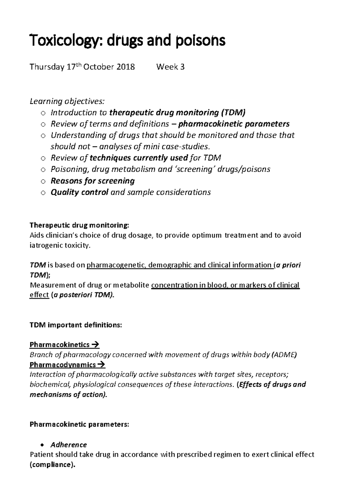 Toxicology Lecture Notes 1 Warning Tt Undefined Function 32 Warning Tt Undefined