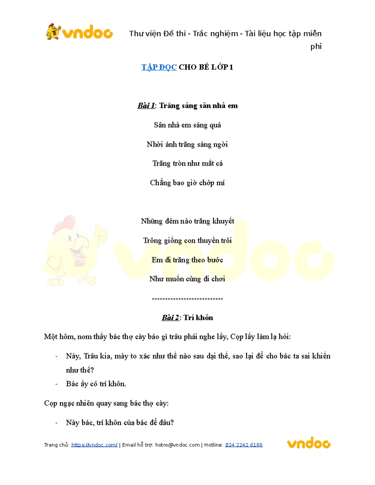 61 bai tap doc cho hoc sinh lop 1 - phí TẬP ĐỌC CHO BÉ LỚP 1 Bài 1 ...